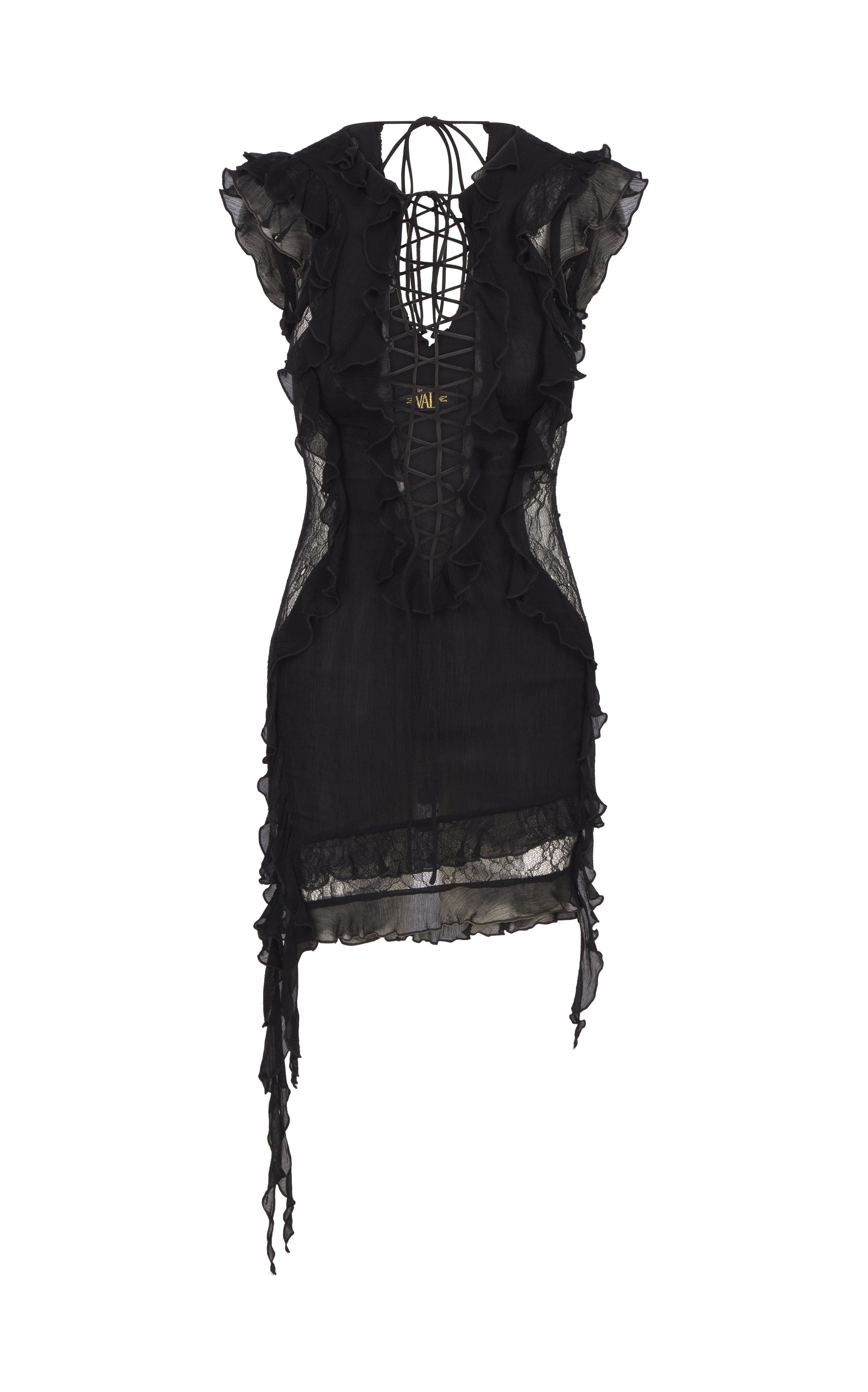 Goliath Lace Insert Mini Dress in Black Chiffon – DE LA VALI OFFICIAL