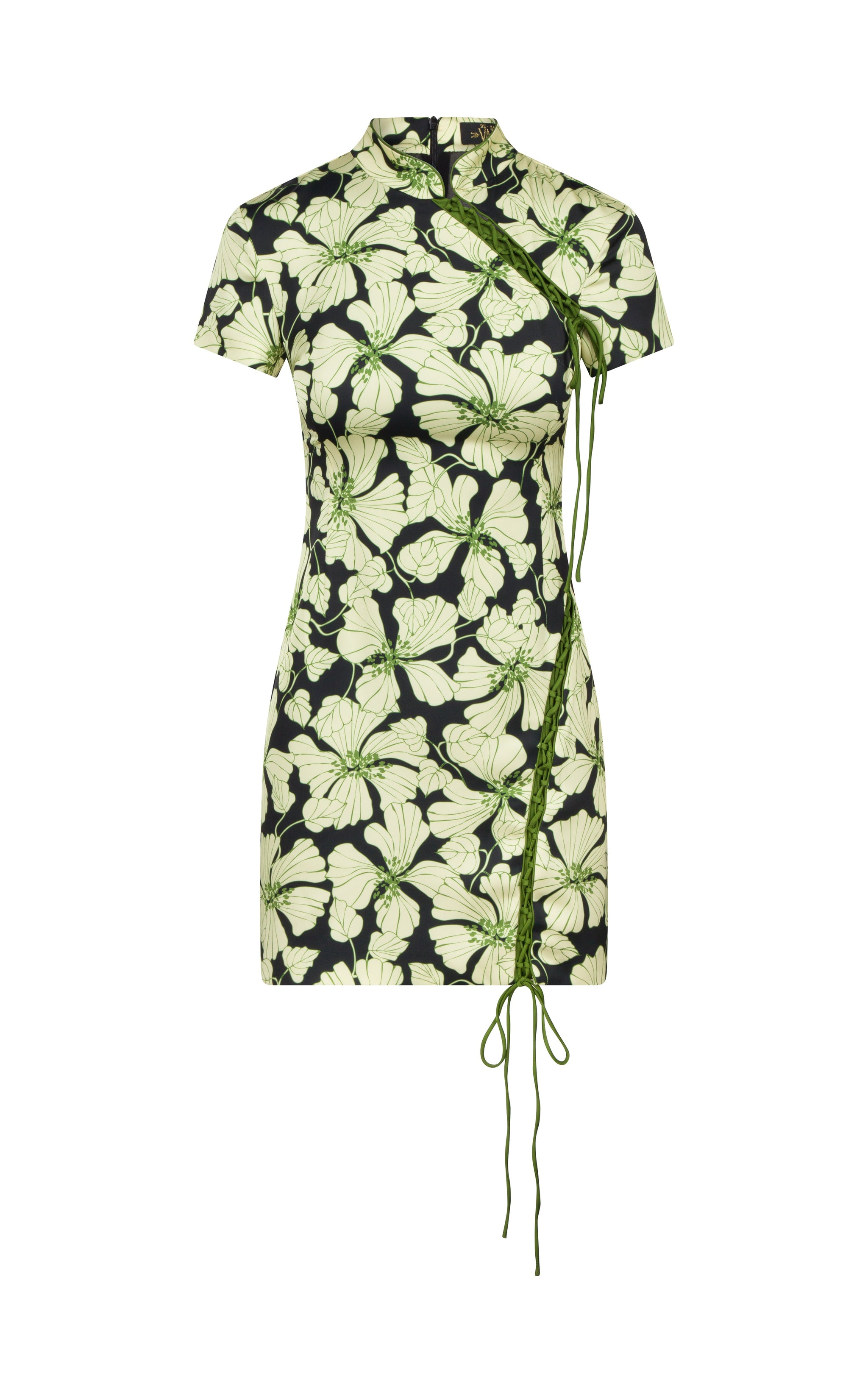TRAPEZE MINI DRESS IN BLACK ART DECO FLORAL – DE LA VALI OFFICIAL