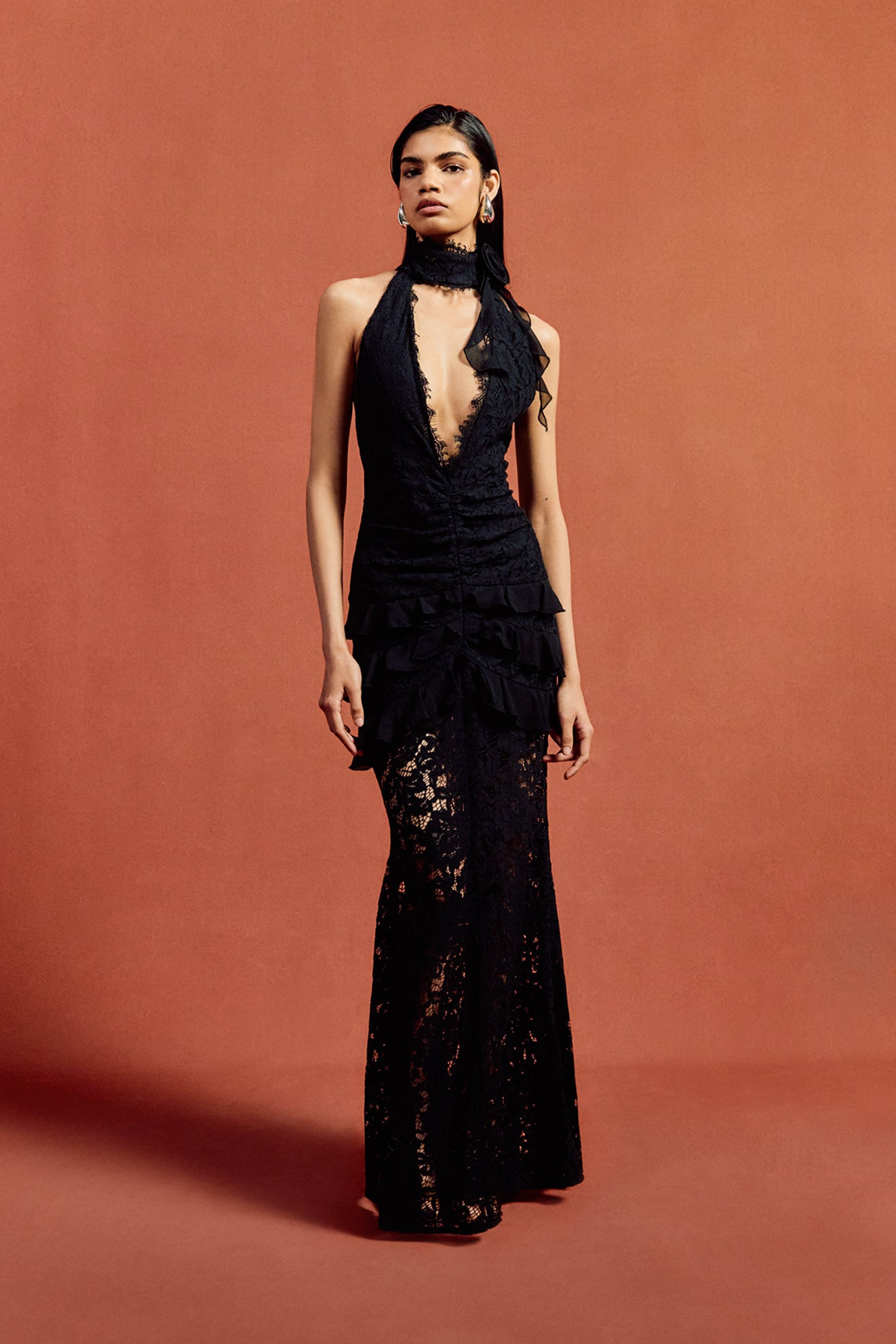 BONITA MAXI DRESS IN BLACK COTTON LACE – DE LA VALI OFFICIAL