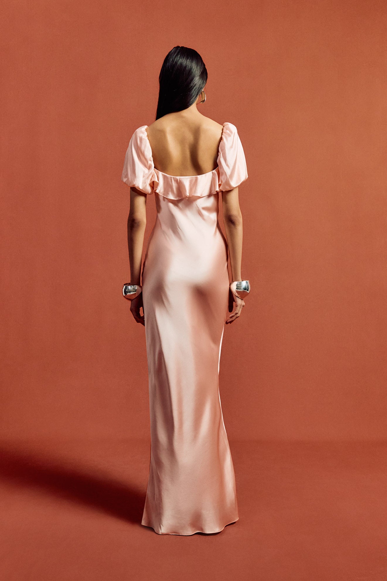 EDEN MAXI DRESS IN BABY PINK SILK SATIN – DE LA VALI OFFICIAL